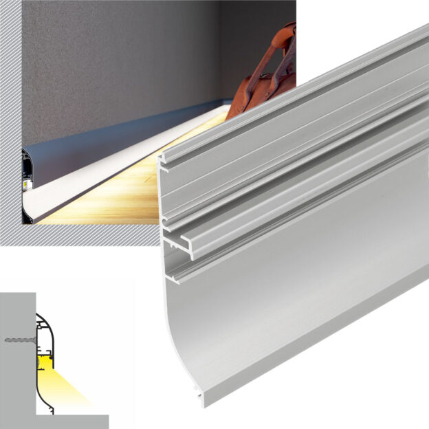 SKIRT10 Skirting Aluminium LED Profile Front & Back Plate, 2 Meters