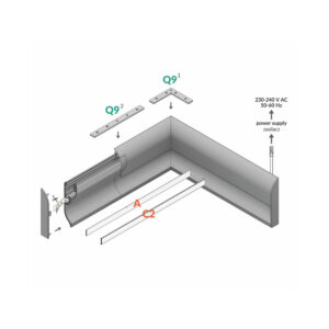 SKIRT10 Skirting Aluminium LED Profile Front & Back Plate, 2 Meters