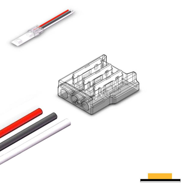 Mini Series Splice Strip to Wire Connector, SMD 10mm 3 Pin