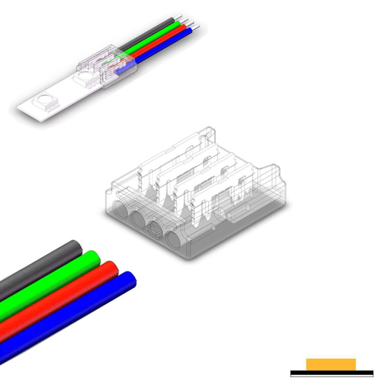 Mini Series Splice Strip to Wire Connector, SMD 4 Pin