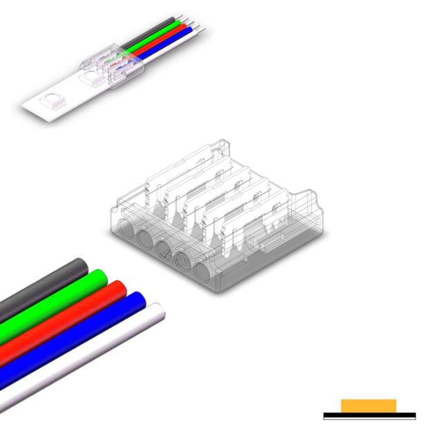 Mini Series Splice Strip to Wire Connector, SMD 12mm 5 Pin