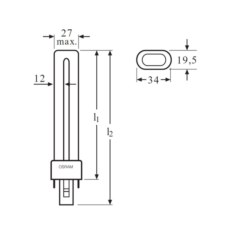 OSRAM DULUX S Fluorescent 9 Watt, G23 2-Pin