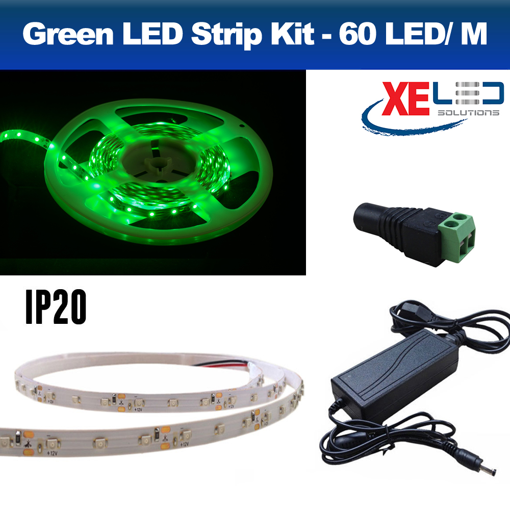 5 Meters Green Flexible LED Strip Kit Package 3528 SMD 60 LED Meter ...