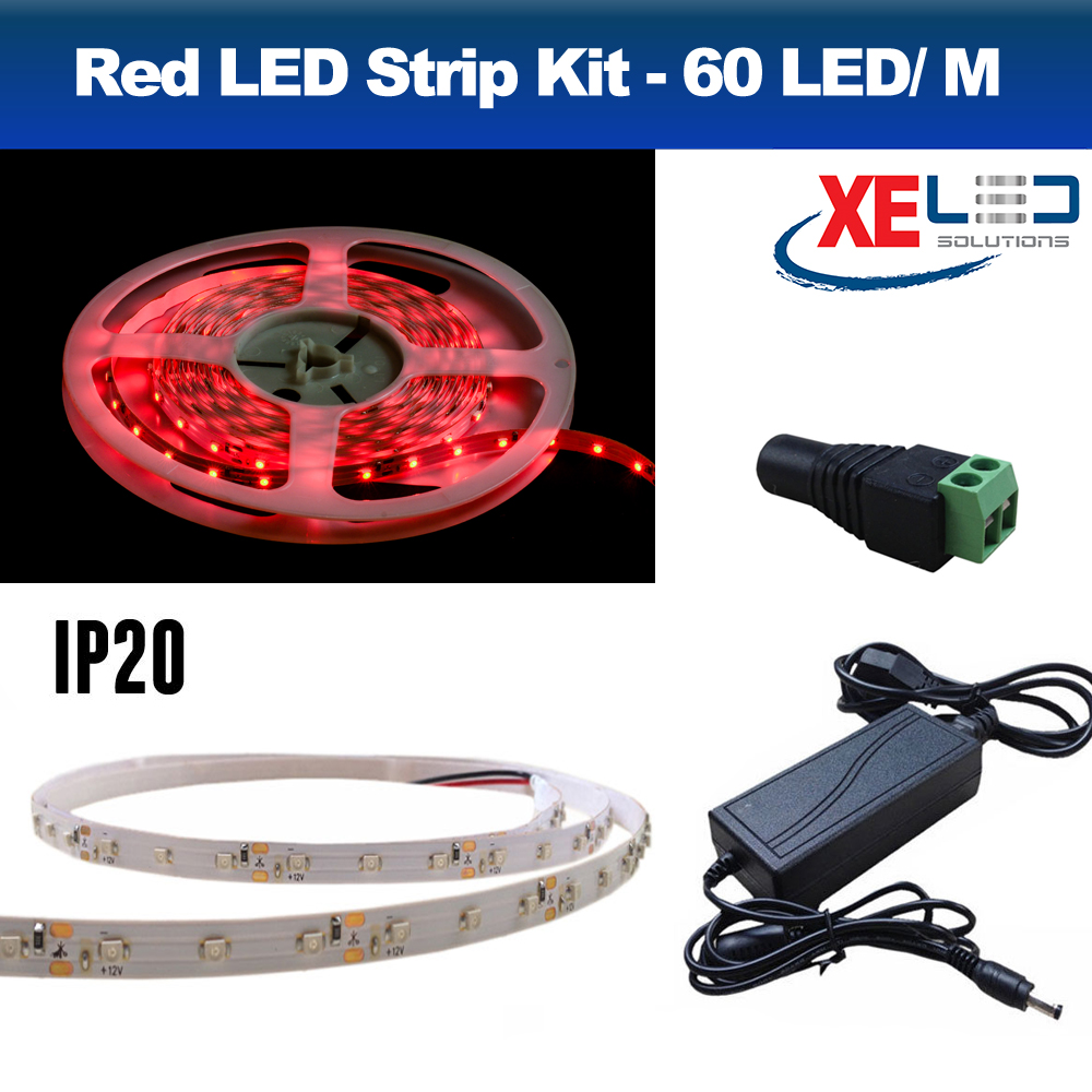 5 Meters Red Flexible LED Strip Kit Package 3528 SMD 60 LED Meter ...